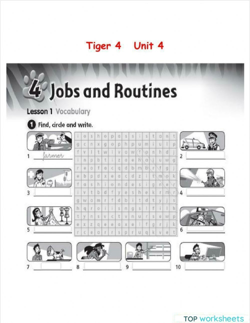 Jobs Tiger 4 Unit 4. Interactive worksheet | TopWorksheets