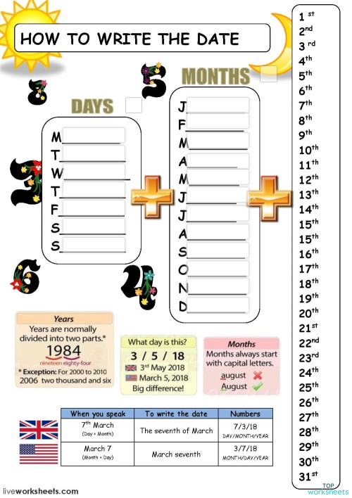 Days and Dates 2. Interactive worksheet | TopWorksheets