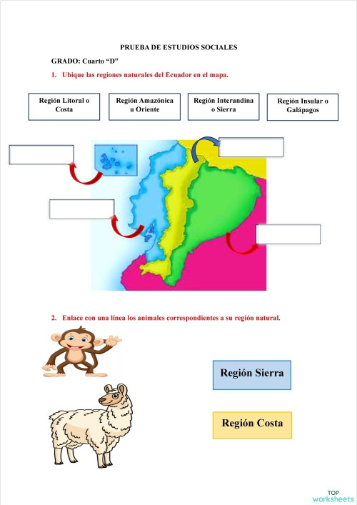 Regiones del Ecuador: fichas interactivas y ejercicios online ...