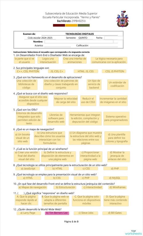 Repaso 1 - Java y Python (2). Ficha interactiva | TopWorksheets
