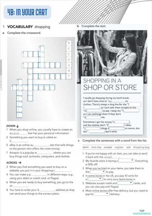 4B: IN YOUR CART. Interactive worksheet | TopWorksheets