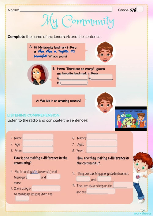 Exp 4 A2 Activity 2 My community. Interactive worksheet | TopWorksheets