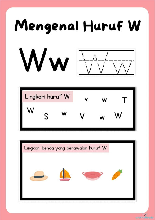 MENULIS HURUF W. Interactive worksheet | TopWorksheets