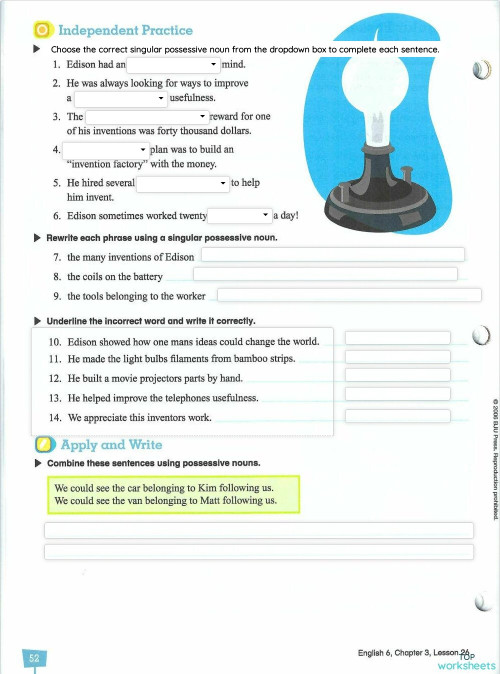 Lesson 26: Independent Practice Pg 52. Interactive worksheet ...