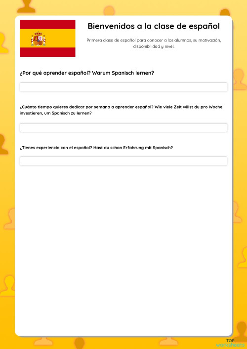 Bienvenidos a la clase de español: interaktive Arbeitsblätter und ...
