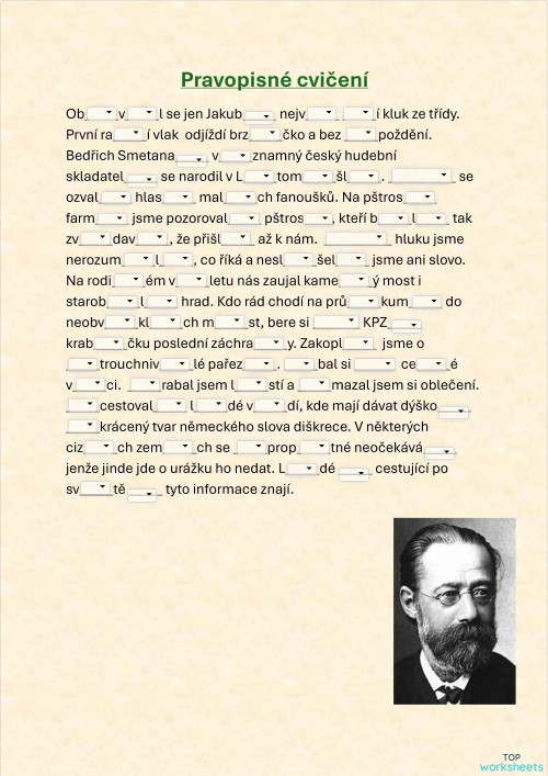 Čeština: interaktivní pracovní listy a online cvičení | TopWorksheets