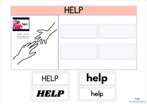 Sight Words 1 - help, here. Interactive worksheet | TopWorksheets