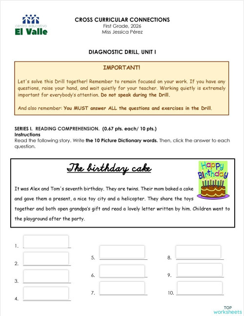 FIRST GRADE: CROSS CURRICULAR DD. Interactive worksheet | TopWorksheets