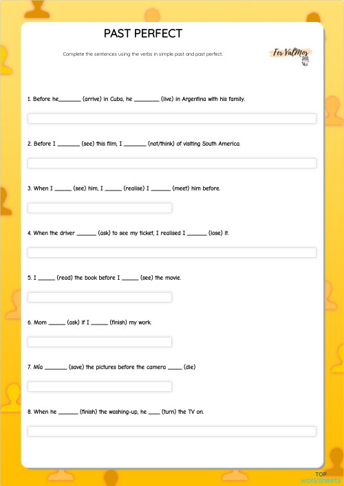 PAST PERFECT. Interactive worksheet | TopWorksheets