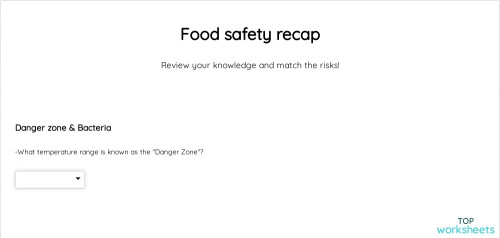 Food safety recap. Interactive worksheet | TopWorksheets