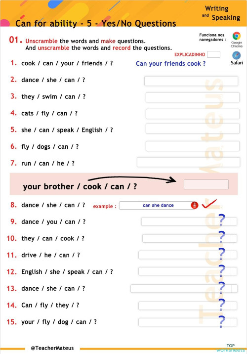 Can for ability - 5 - Yes No Questions - Speaking - TM0324 - Copy ...