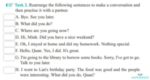 E10-UNIT2-SPEAKING TASK 2. Interactive worksheet | TopWorksheets