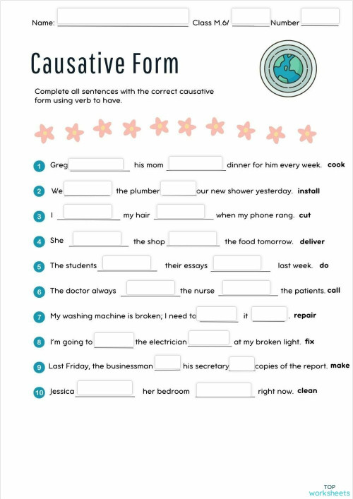 Causative: interactive worksheets and online exercises | TopWorksheets