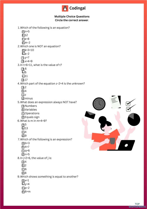 M_G05M12L34_WC02_Expressions_vs._Equations_2. Interactive worksheet | TopWorksheets