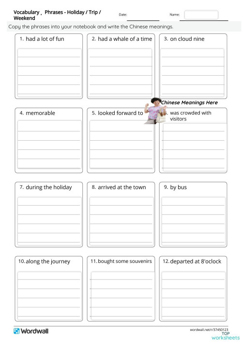 Phrases Related to Holiday /Trip-. Interactive worksheet | TopWorksheets