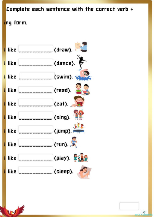 I like + verb -HP. Interactive worksheet | TopWorksheets