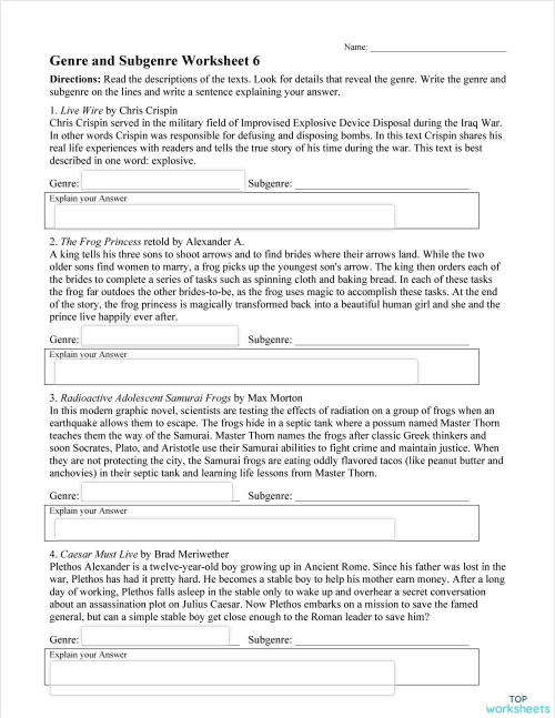 Reading Exam preparation- Genre 2. Interactive worksheet | TopWorksheets