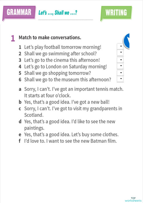 Interactive worksheets and online exercises in english | TopWorksheets