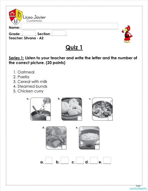 Quiz 1 - Unit 3 - Explorers A2 - Teacher Silvana. Interactive worksheet ...