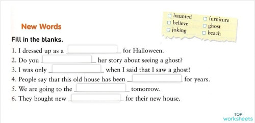 a haunted house. Interactive worksheet | TopWorksheets