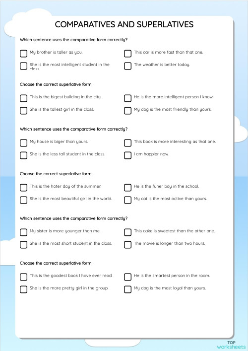 COMPARATIVES AND SUPERLATIVES. Interactive worksheet | TopWorksheets