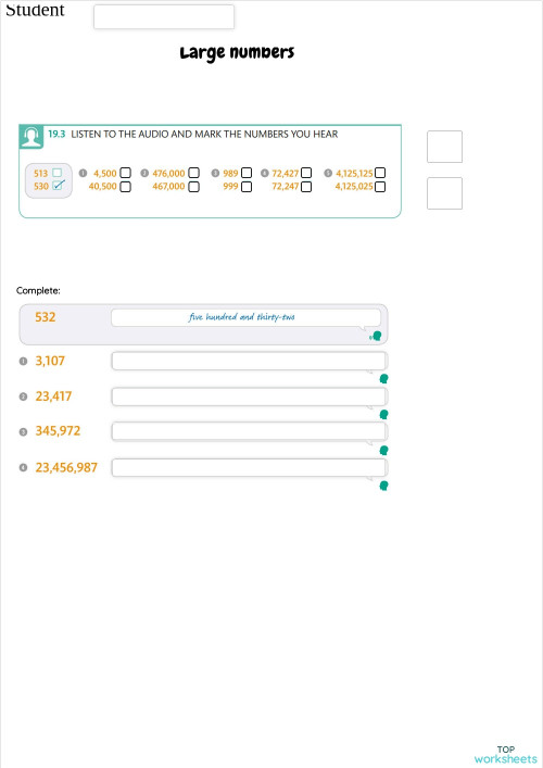 Large numbers. Interactive worksheet | TopWorksheets