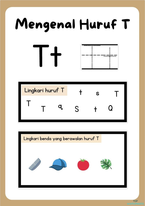 MENULIS HURUF T. Lembar kerja interaktif | TopWorksheets