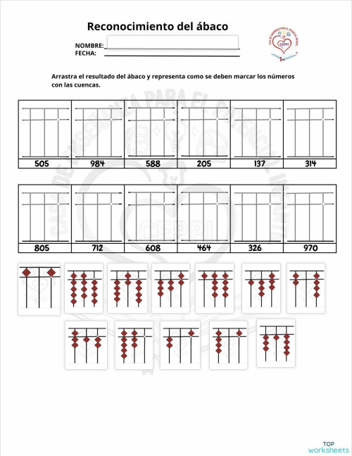 ábaco centenas. Ficha interactiva | TopWorksheets