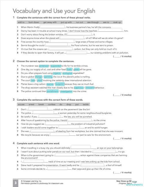 Close-Up B2 Progress Test 4 Vocabulary Units 7,8. Interactive worksheet ...