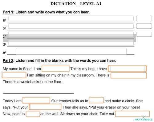 L1_DICTATION. Interactive worksheet | TopWorksheets