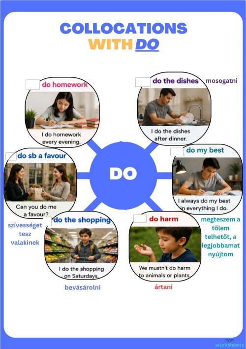 Collocations with do, make, have, take, keep, go. Interactive worksheet ...