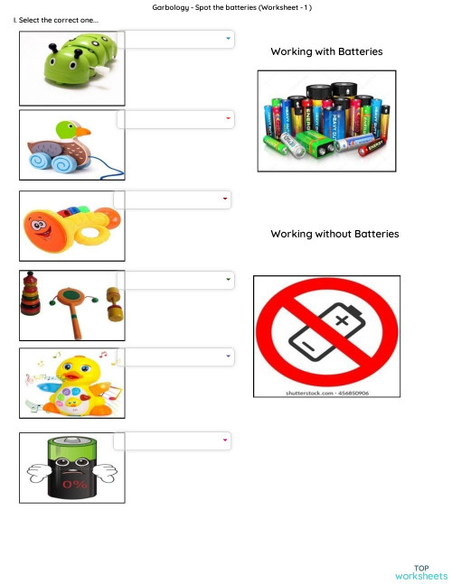 spot the batteries worksheets. Interactive worksheet | TopWorksheets