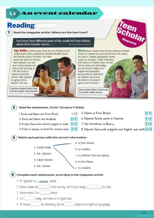 5.4 reading. Interactive worksheet | TopWorksheets