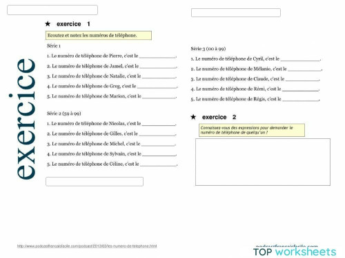 Interactive worksheets and online exercises in french | TopWorksheets