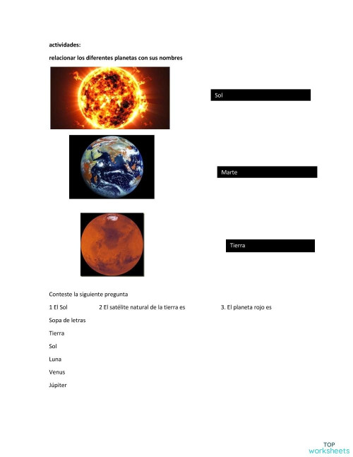 los planetas. Ficha interactiva | TopWorksheets