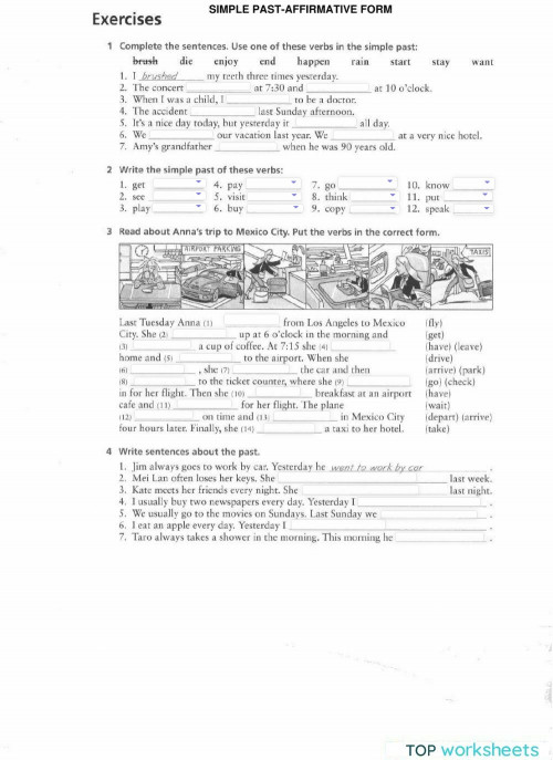 Practice past simple affirmative form. Interactive worksheet ...
