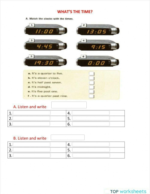 What's the time?. Interactive worksheet | TopWorksheets