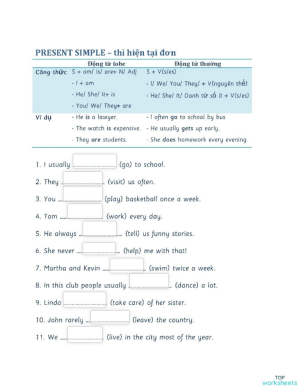 Present simple. Interactive worksheet | TopWorksheets