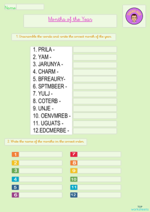 MONTHS OF THE YEAR. Interactive worksheet | TopWorksheets