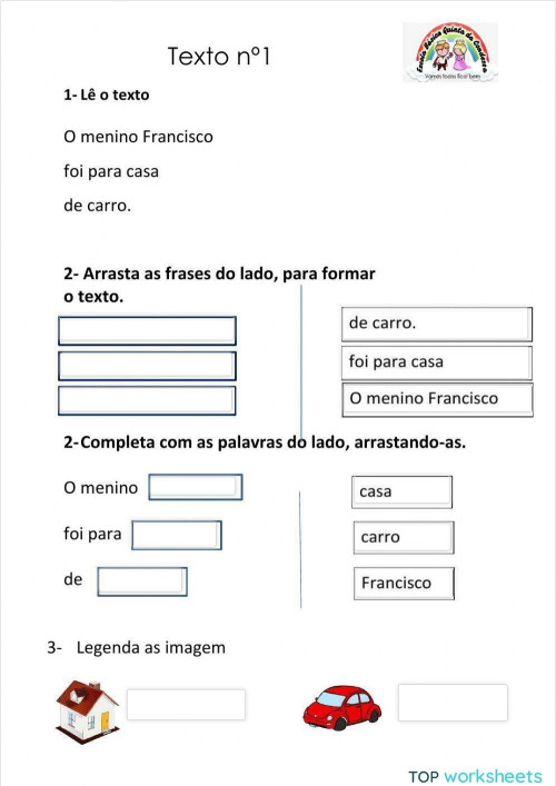 Ficha de leitura do Francisco. Ficha interativa | TopWorksheets