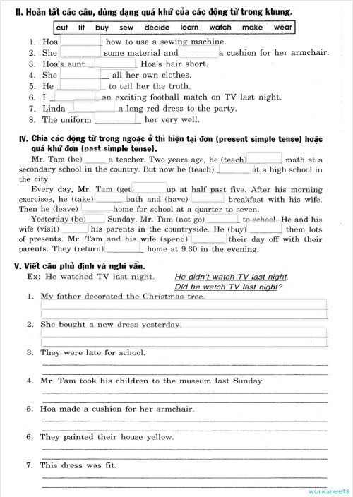 Mixed tense 6. Interactive worksheet | TopWorksheets
