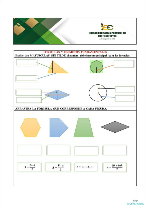 NEE- FORMULAS-AREAS. Ficha interactiva | TopWorksheets
