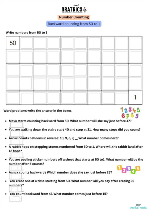 Write the Numbers. Interactive worksheet | TopWorksheets