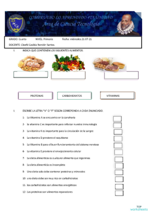 Alimentos: fichas interactivas y ejercicios online | TopWorksheets