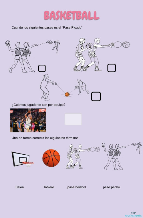 Ficha Basketball. Ficha interactiva | TopWorksheets