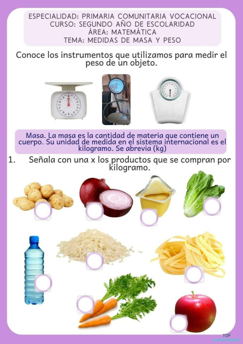 medidas de masa y peso 1. Ficha interactiva | TopWorksheets