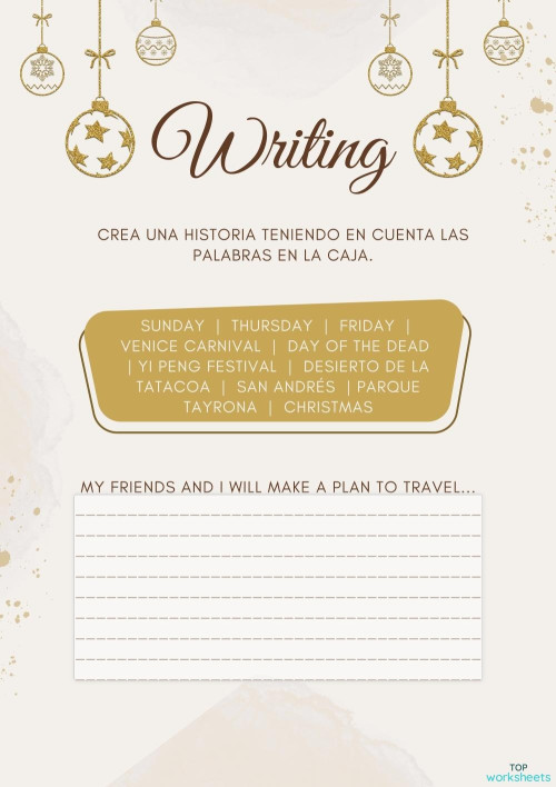 Writing.... Ficha interactiva | TopWorksheets