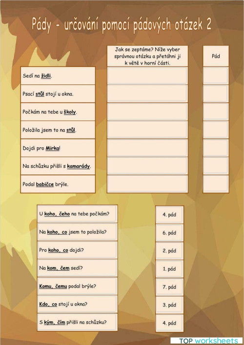 Čeština: interaktivní pracovní listy a online cvičení | TopWorksheets