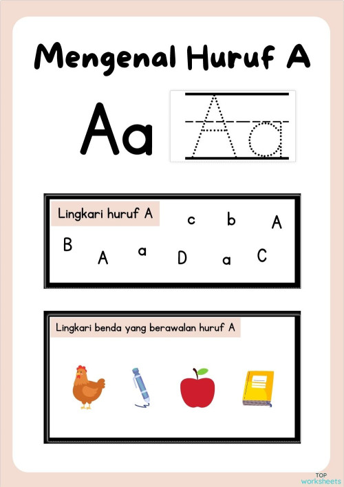 MENULIS HURUF A. Lembar kerja interaktif | TopWorksheets