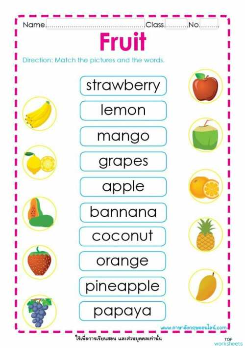 Vocabulary about Fruits. Interactive worksheet | TopWorksheets